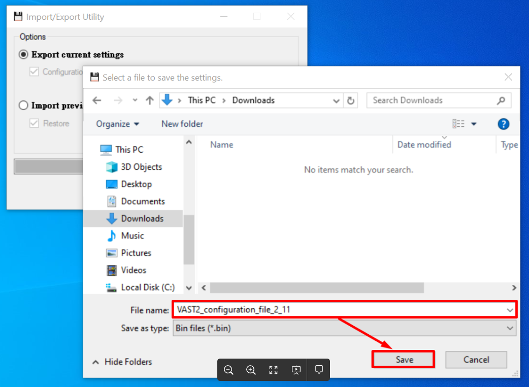 [VAST2] How to export the software configuration file using the Import ...