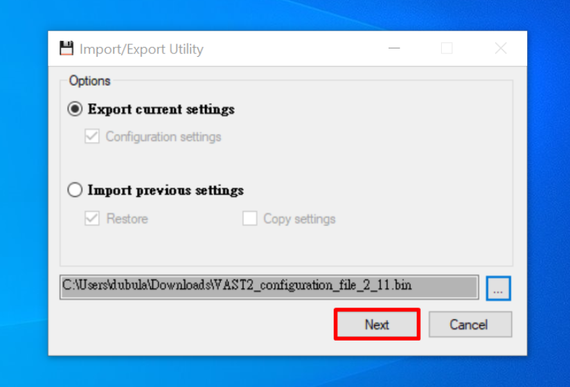[VAST2] How to export the software configuration file using the Import ...