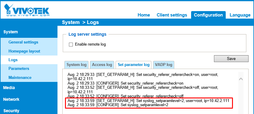 [All cameras][Troubleshoot] How to enable the "set parameter logs" in the camera to verify ...