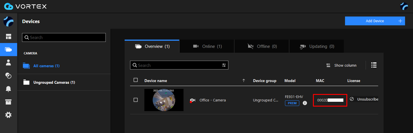 [VORTEX Portal] Where can I check the DEVICE ID information in the ...