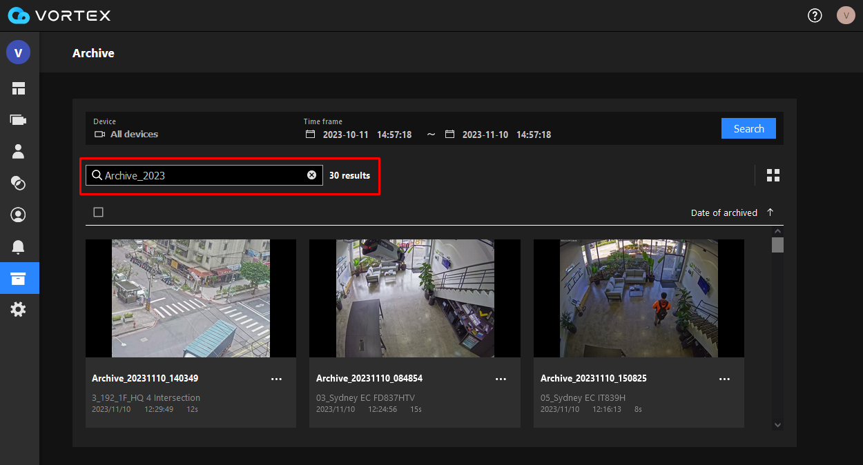 [VORTEX Portal] How to search and manage your archived video clips ...