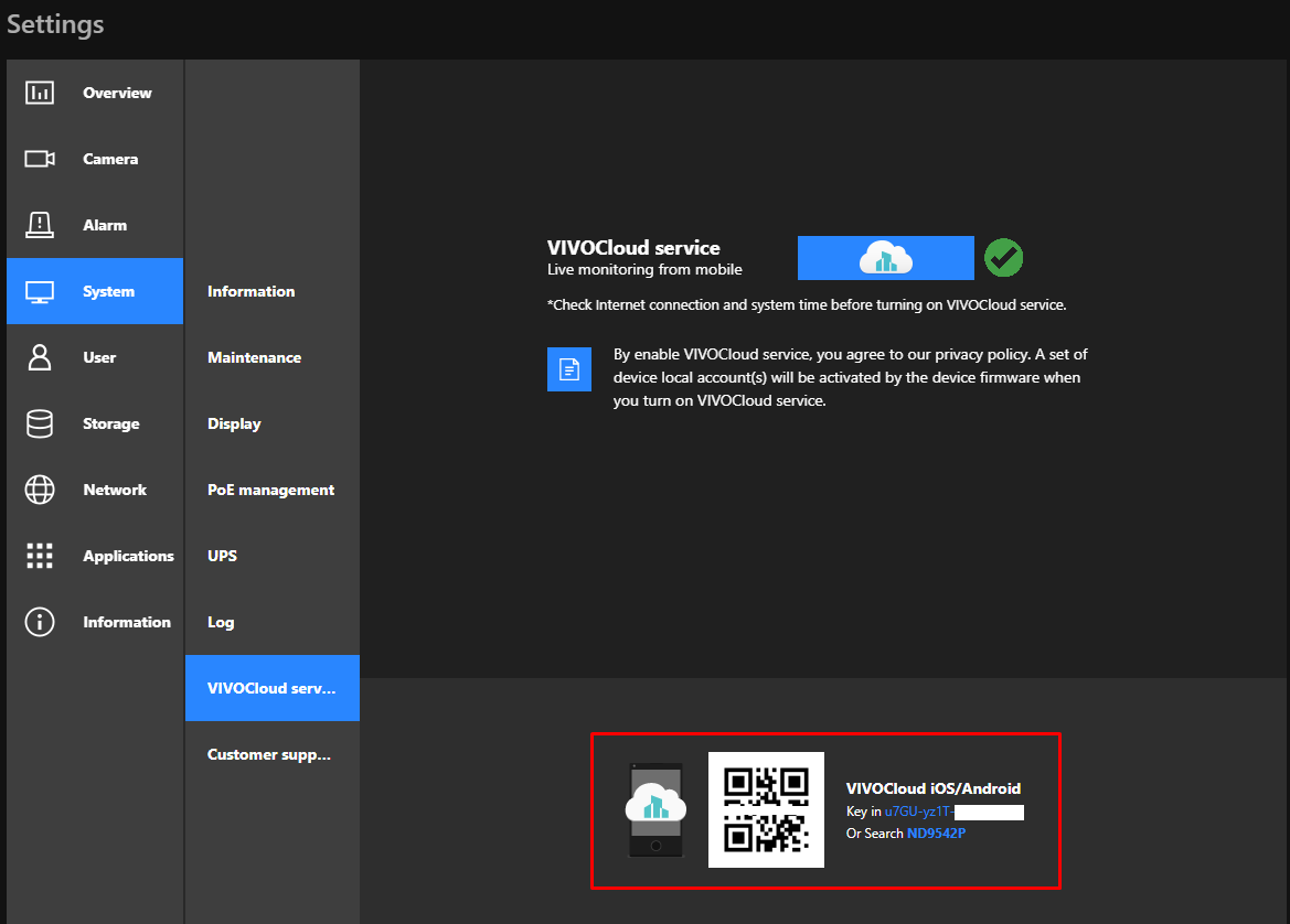 Getting Started: Adding your NVR to the VIVOCloud application using the QR code/device ID ...