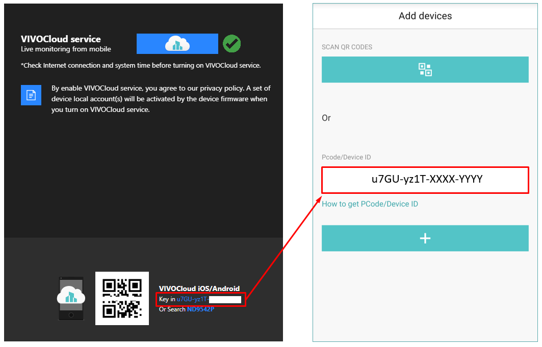 Getting Started: Adding your NVR to the VIVOCloud application using the QR code/device ID ...