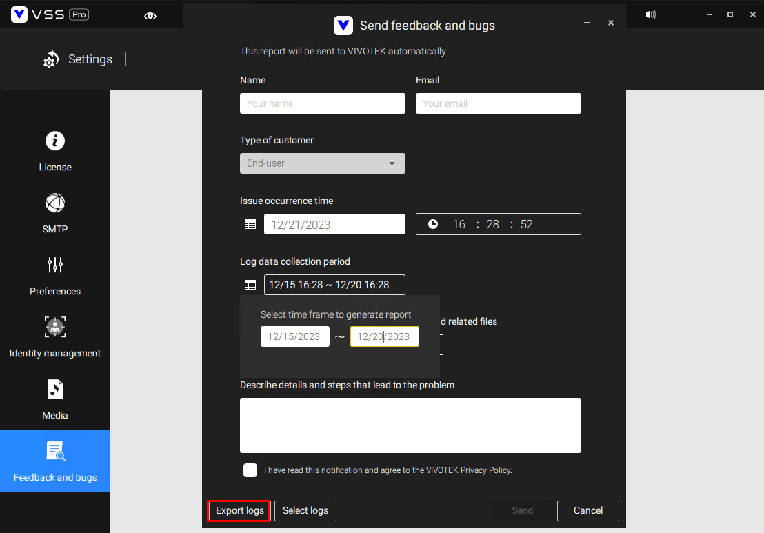 How to download the VAST Security Station logs created in a specific ...