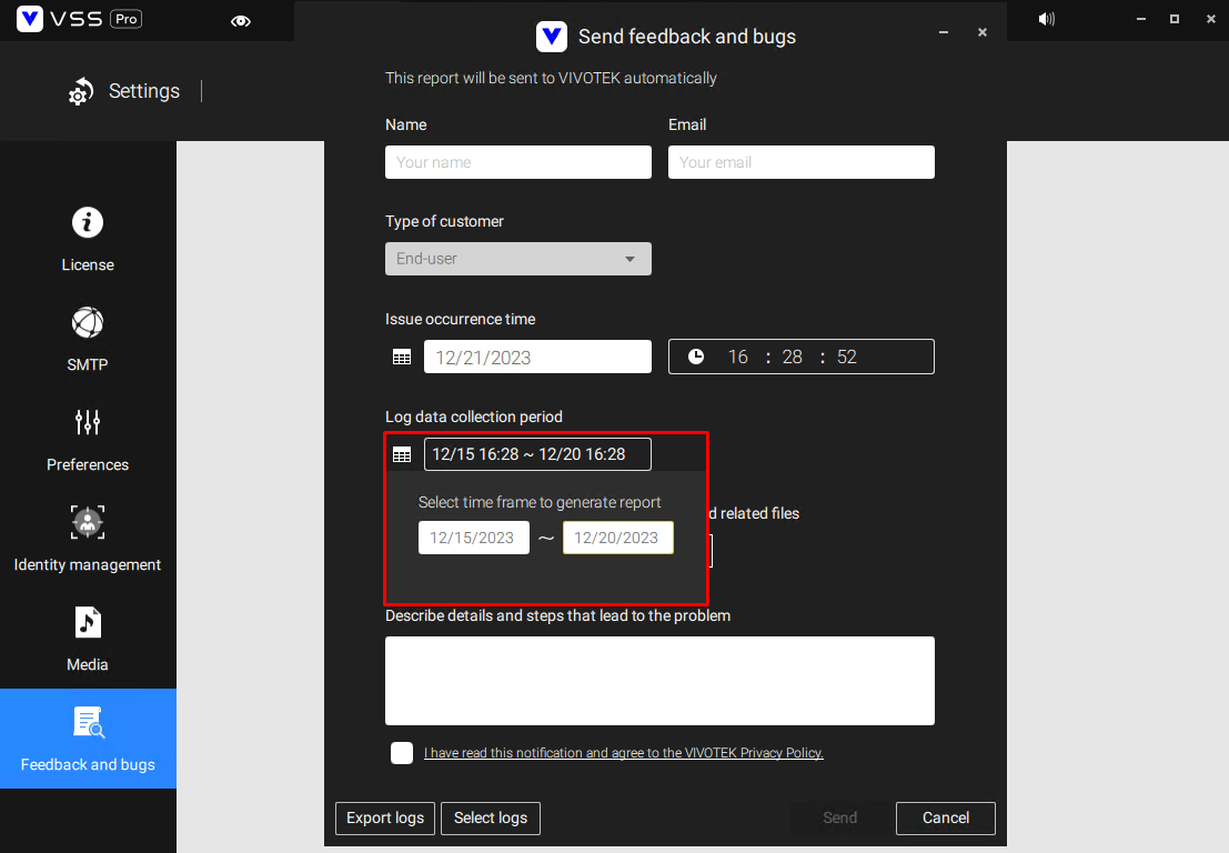How to download the VAST Security Station logs created in a specific ...
