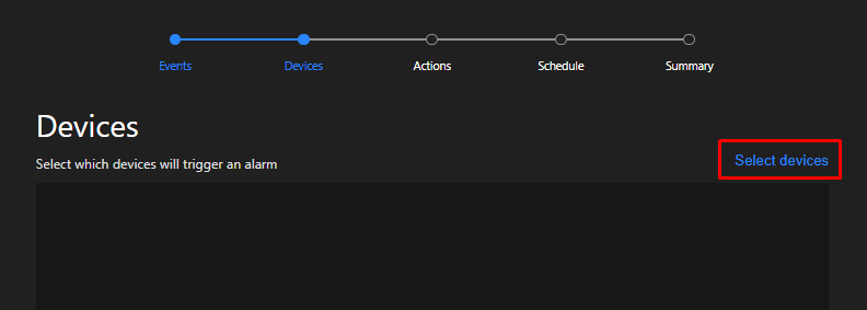 [VORTEX Portal] Configuring notifications for devices and VCA events using the Alarm management ...