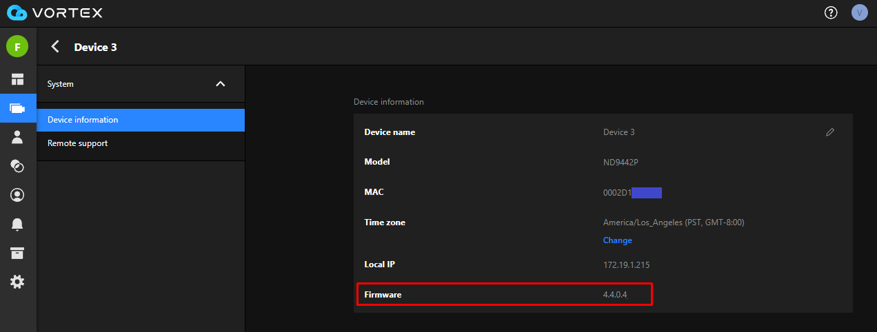 [VORTEX] Where can I find the firmware version installed on my devices ...