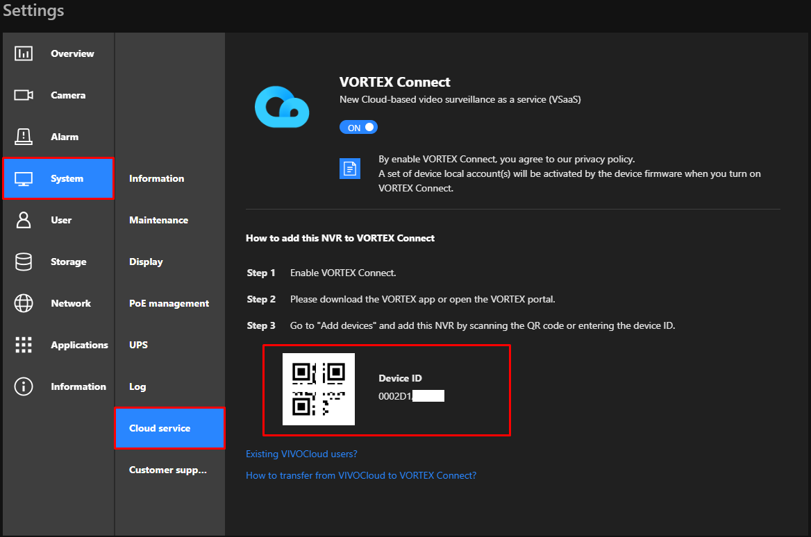 [VORTEX] Where can I find my camera or NVR DEVICE ID? – VIVOTEK Support ...