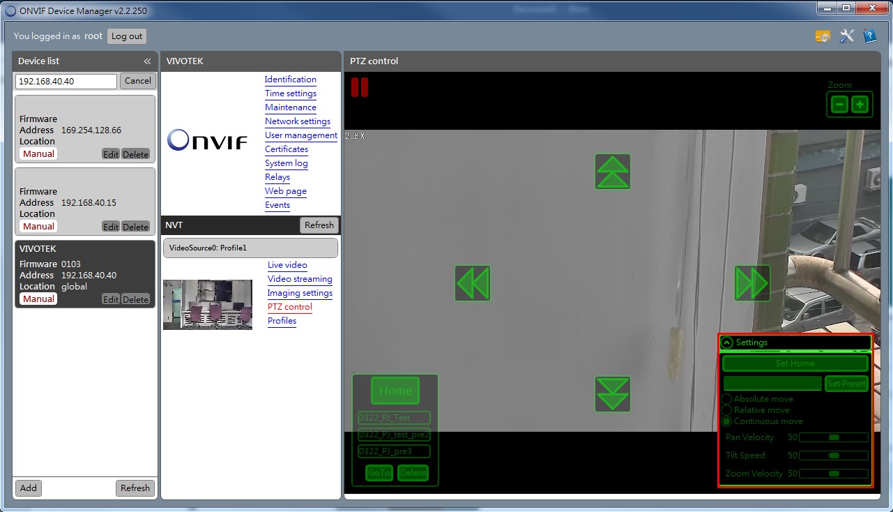 [Speed dome] How to test PTZ functionalities in the ONVIF Device ...