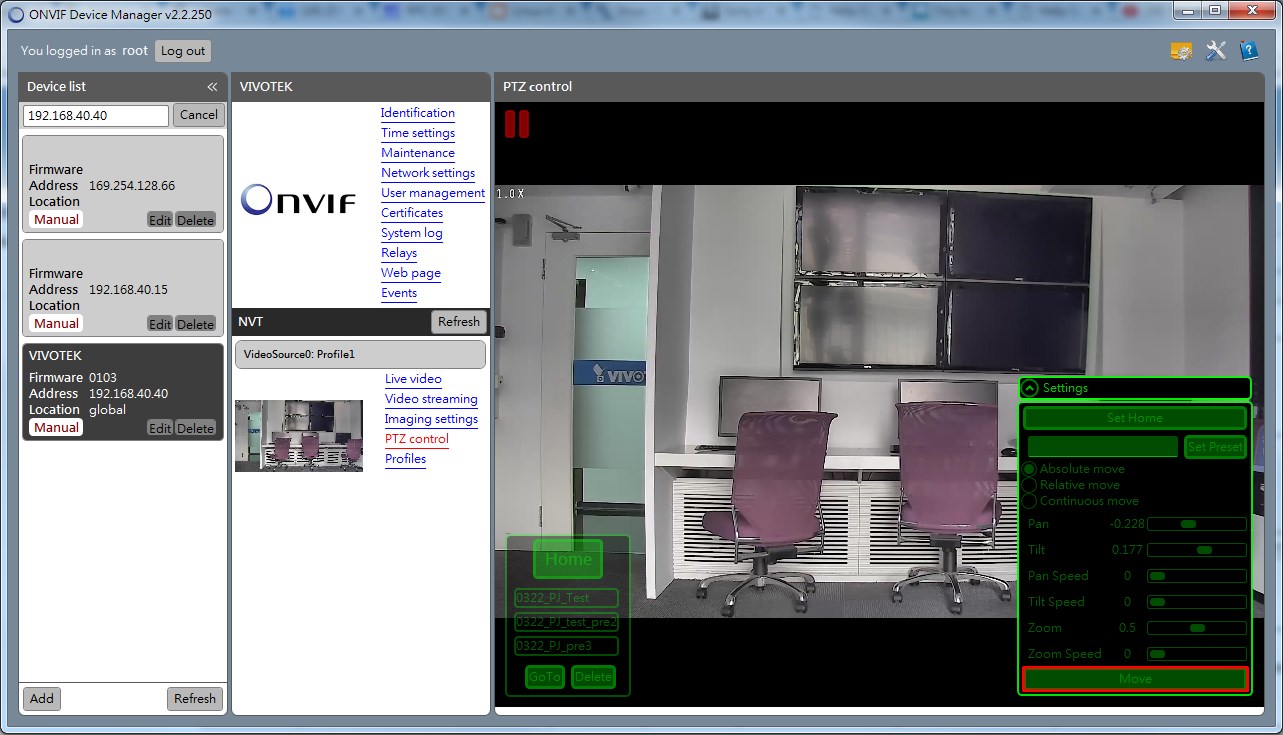 [Speed dome] How to test PTZ functionalities in the ONVIF Device ...