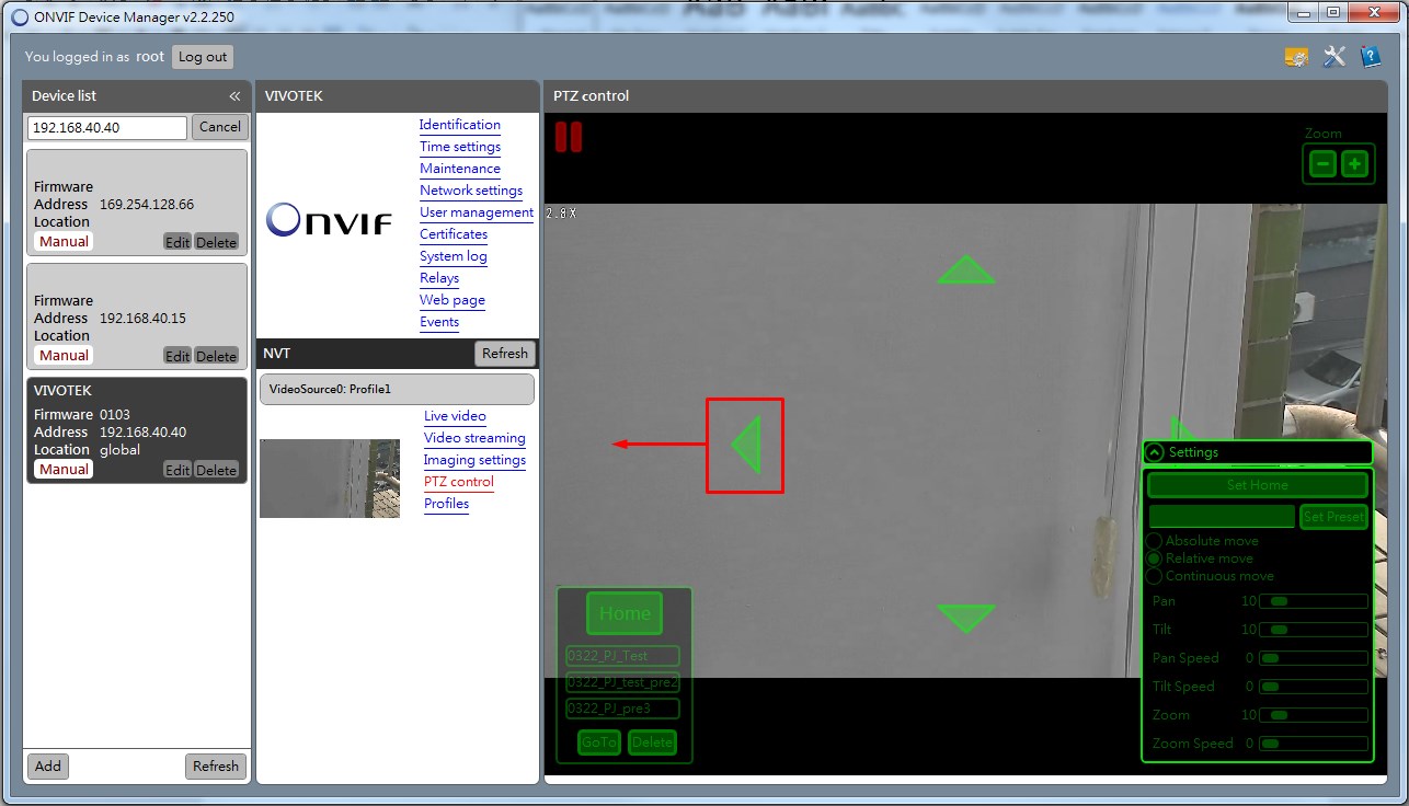 [Speed dome] How to test PTZ functionalities in the ONVIF Device ...